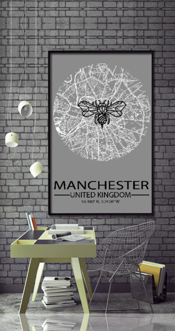Manchester Bee Map With Coordinates Love To Frame